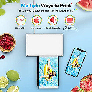 Liene 4x6'' Photo Printer Bundle (100 pcs +3 Ink Cartridges), Wi-Fi Picture Printer, Photo Printer for iPhone, Android, Smartphone, Computer, Dye-Sublimation, Portable Photo Printer for Home Use