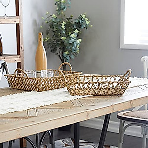 The Novogratz Metal Handmade Storage Basket with Handles, Set of 2 19", 17"W, Brown