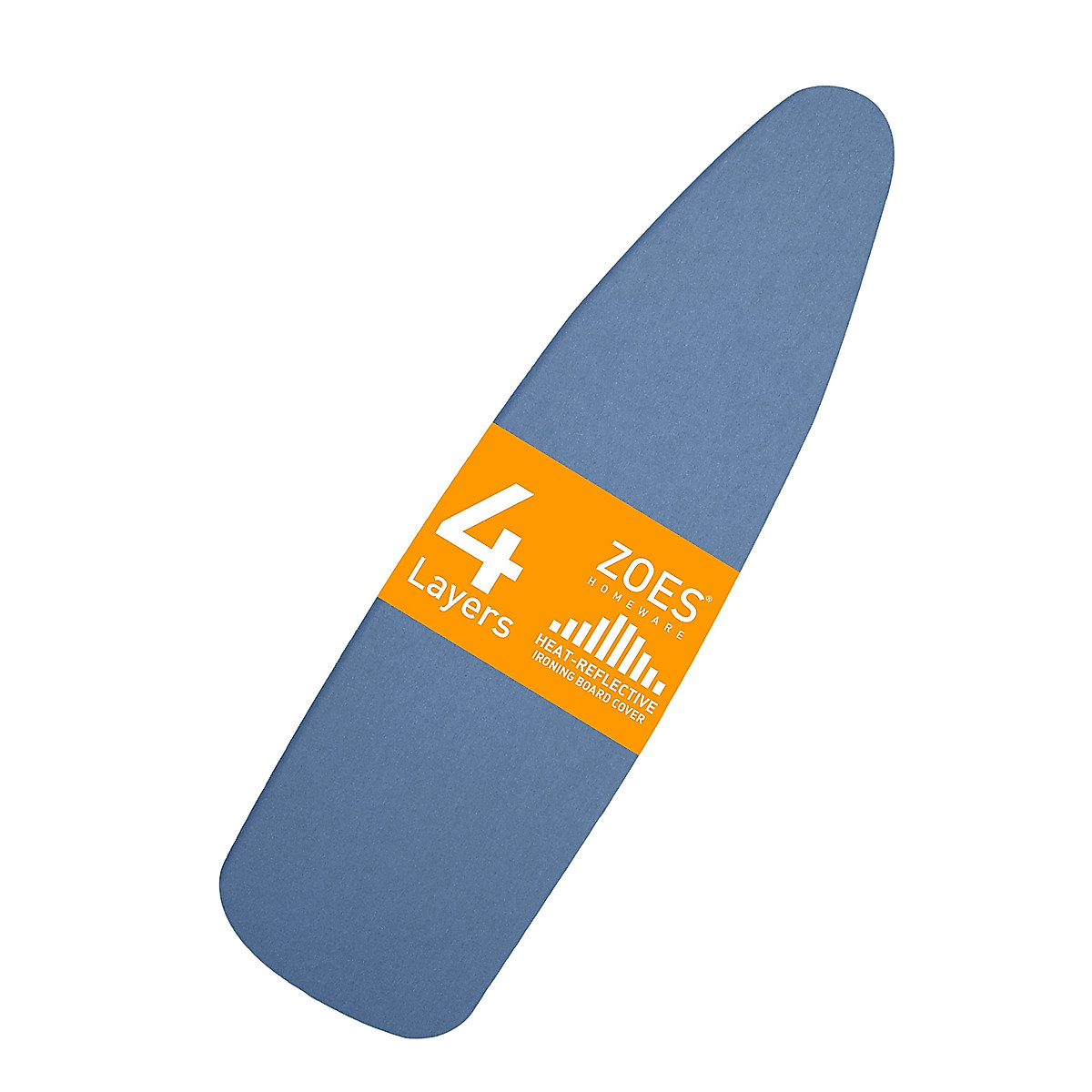 ZOES HOMEWARE Ironing Board Cover and Pad | 100% Cotton Cover with Padding Standard Size with Aluminum Coating | Heat-Reflective Ironing Board with Elastic Edges Set | 54"x15" Blue