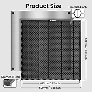 ToCome Honeycomb Laser Bed 500 x 500mm Steel Honeycomb Cutting Bed for D1 D1 Pro Falcon Falcon 2 and Most Laser Engraver Laser Cutter 19.68 x 19.68"