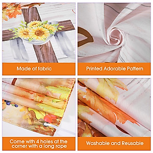 3 Pcs Thanksgiving Porch Sign Banner Fall for Jesus He Never Leaves Hanging Door Sign Thanksgiving Pumpkin Maple Leaf Harvest Welcome Banner for Home Porch Front Door Decor