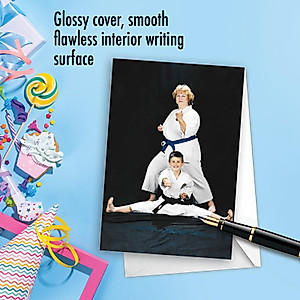 NobleWorks - 1 Happy Birthday Card with Envelope - Funny Photos, Birthday Humor Notecard - Karate Kid C7343BDG