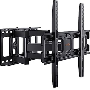 Perlegear TV Wall Mount Bracket Full Motion for 26-65 Inch LED, LCD, OLED Flat Curved TVs, TV Mount with Dual Swivel Articulating Arms Extension Tilt Rotation, Max VESA 400x400mm Fits 12/16" Wood Stud
