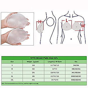 IVITA Silicone Bra Inserts Pads Breast Enhancers Bra Push up Pads for Bikini Swimsuit