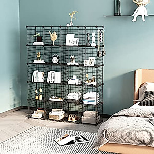 C&AHOME Wire Cube Storage, 20-Cube Organizer Metal, Wire C Grids Storage, Storage Bins Shelving, Modular Bookshelf Shelf, Closet Cabinet Ideal for Home, 48.4”L x 12.4”W x 60.6”H Black UWCSM20B
