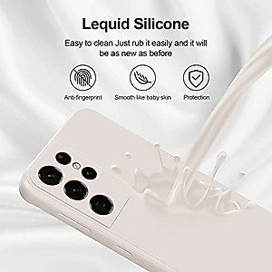 GiiYoon Silicone Case Compatible with Samsung Galaxy S21 Ultra 5G, Full Body Silky Soft Touch Phone Case with Camera Protection, Shockproof Cover with Microfiber Lining, Off White