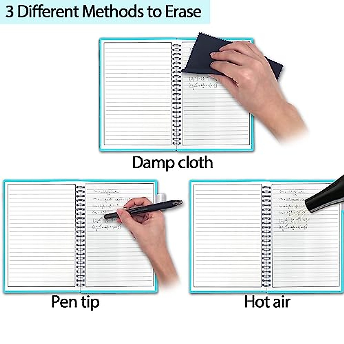 Smart Reusable Notebook, 5.9 x 8.5” Smart Notebook with Pen and Microfiber Cloth Included, Waterproof Reusable Notebook Digital Planner for Work School Journal Writing