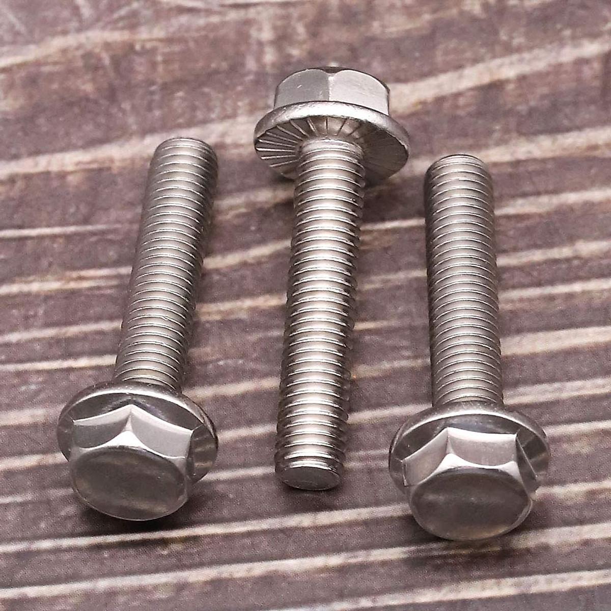 M8-1.25 x 40mm Stainless Steel Serrated Flanged Hex Head Bolts, 304 Stainless Steel 18-8 Flanged Hexagon Head Screws, Full Thread, Coarse Thread UNC, 15 PCS