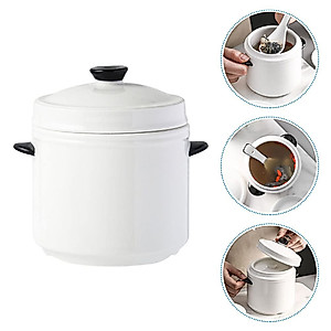 Hemoton Small Ceramic Stew Pot Stockpot Miso Soup Bowl with Lid Japanese Bowl for Bird Nest Tonic Dessert Noodle Soup Salad Pasta