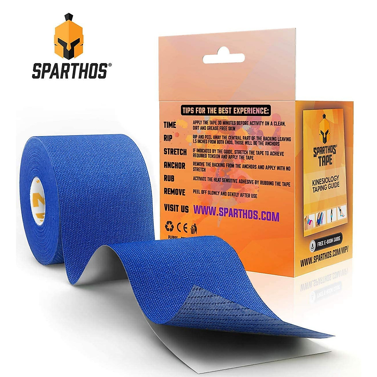 Sparthos Kinesiology Tape [Navy Blue - 16.4ft Uncut Roll] x Ice Packs for Injuries [Size Medium + Cover]