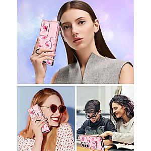 Goocrux (2in1 for Samsung Galaxy S23 Ultra Case Flamingo for Women Girls Cute Girly Phone Cover Flamingos Design with Slide Camera Cover+Ring Holder Unique Aesthetic Cases for S23 Ultra 5G 6.8''