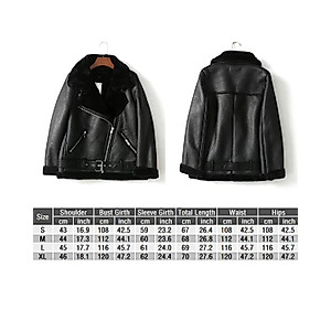 LY VAREY LIN Women's Faux Shearing Leather Jacket Warm Thickness Moto Coat Winter Shearling Coat Lined Parka (XL Black)