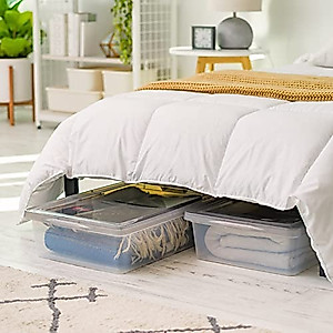 28 Quart Clear Under Bed Plastic Storage Box, Gray, Set of 6