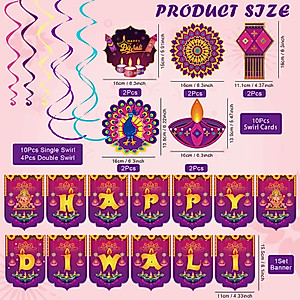 Diwali Decorations, Happy Diwali Banner Decorations for Home, Festival of Lights Party Decor Items, Deepavali Hanging Swirls Garland Indian Decorations for Pooja Puja Wedding Diwali