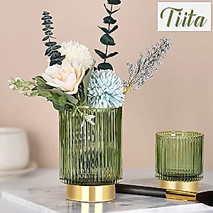 Tiita Glass Makeup Brush Holder Organizer - Crystal Clear Desktop Stationery Storage for Cosmetics, Vintage Style Makeup Brush Cup, Pen and Pencil Holder