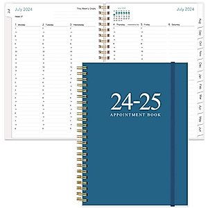 2024-2025 Appointment Book & Planner - A5 2024-25 Daily Hourly Planner from July 2024 - June 2025, Weekly Appointment Book with 30-Minute Interval, Medium 6.4" x 8.5", Dark Blue