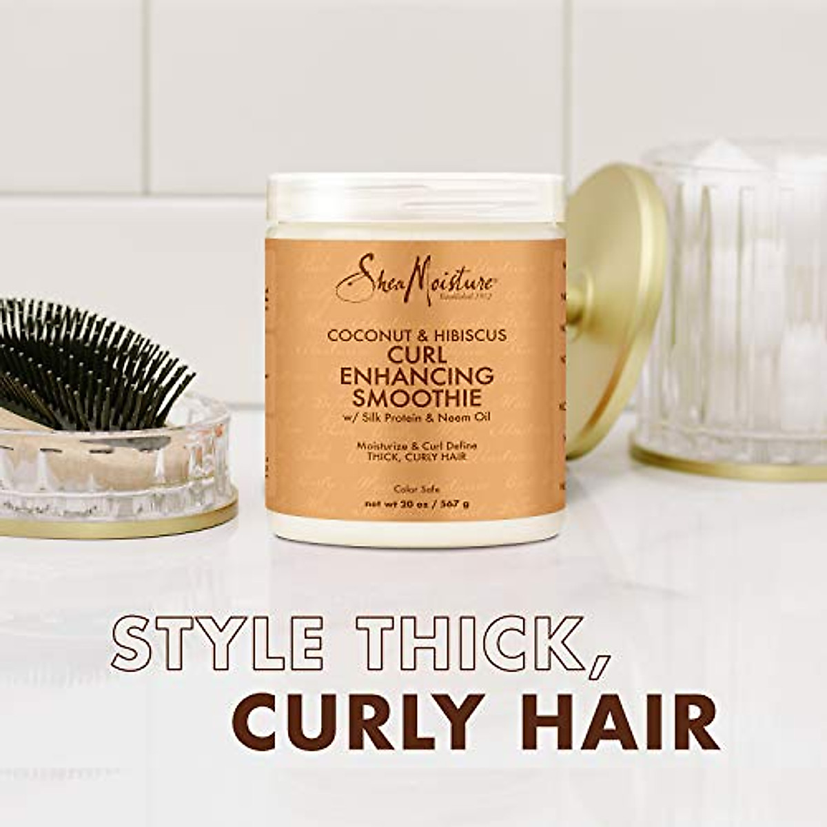 Sheamoisture Curl Enhancing Smoothie for Thick, Curly Hair Coconut and Hibiscus Sulfate and Paraben Free 20 oz