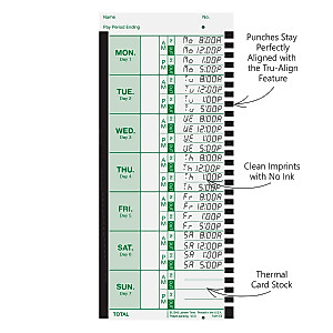 Lathem Weekly Thermal Print Time Cards, Single Sided 2100HD and 800P Time Clocks, 9", 100 Pack (E8-100)