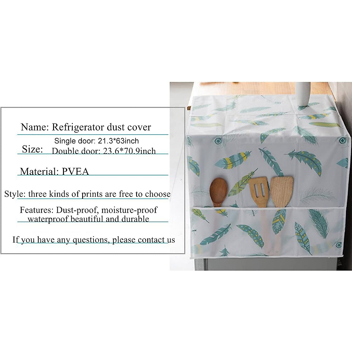 Refrigerator Fridge Dust-Proof Cover Washing Machine Cover PEVA Material Waterproof Cover with Storage Pockets Bags Fridge Dust Cover Oven Cover Multi-Purpose Top Covers (Double door, Flowers 1)