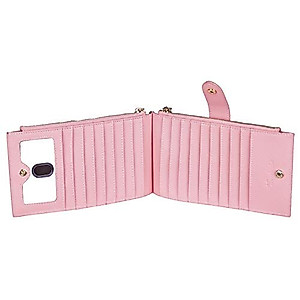 Travelambo Womens Wallet RFID Blocking Bifold Multi Card Case Wallet with Zipper Pocket Crosshatch (Pink Sakura 2191)