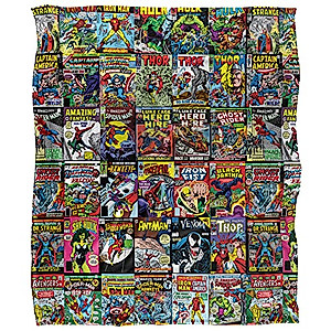 Marvel Marvel Comic Blanket, 50"x60", Misc. Comic Collage, Silky Touch Super Soft Throw Blanket