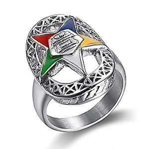 Nattaphol Silver Order of The Eastern Star Rings for Women Ladies Party Band Ring Masonic Jewelry for Women OES Rings (6)