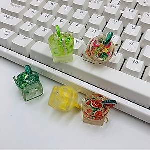 CN GAMING Fruit Drink Watermelon Style Cute Keycap, Artisan Resin Keycap, Esc Key Cap for Cherry MX Mechanical Keyboard DIY Backlit Keycaps Replace