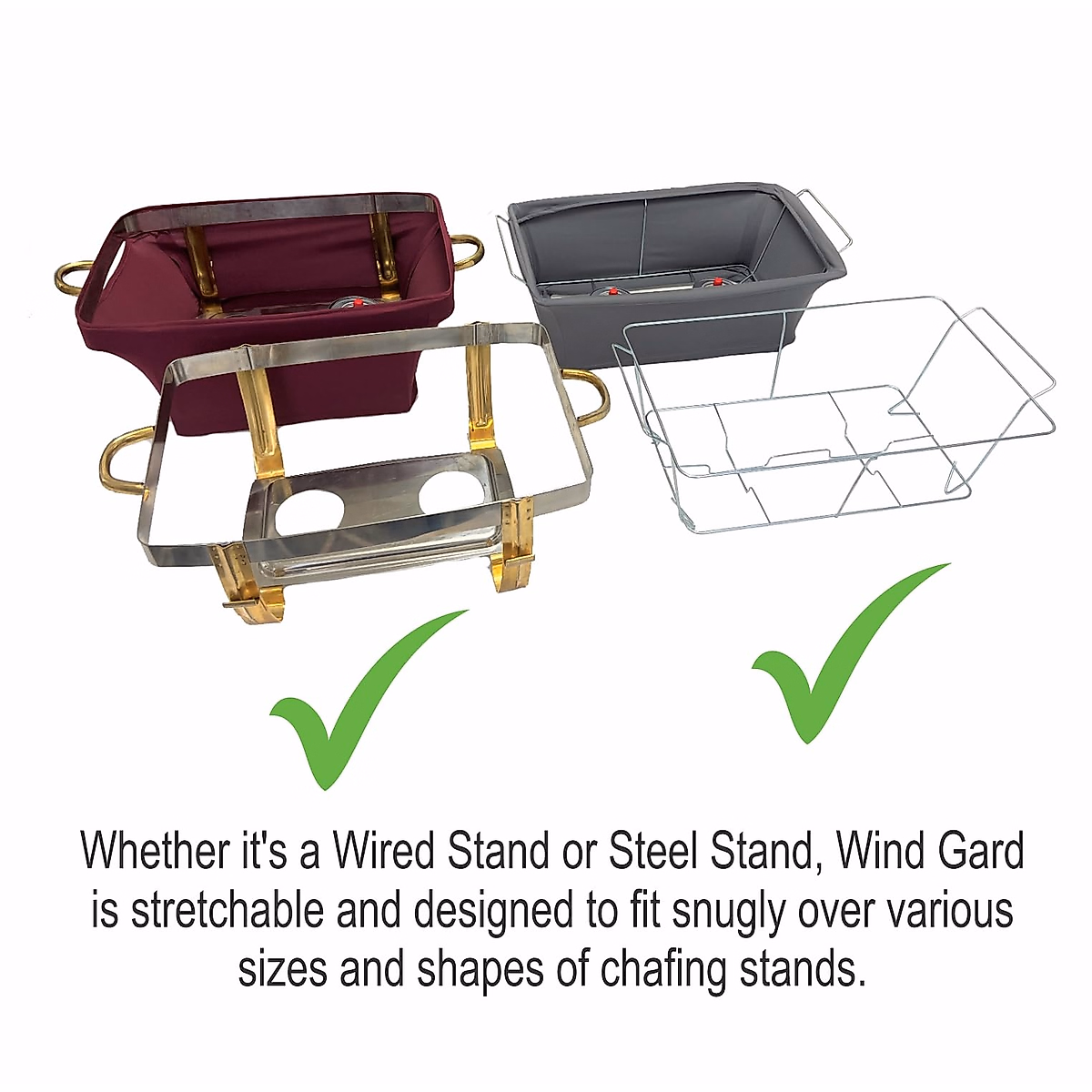 2 Pack Chafer Wind Guard | Decorative Chafing Dish Wind Guard | Flame Retardant Spandex Chafer Stand Cover for Indoor & Outdoor Buffet, Catering, Party, Weddings, Events | Washable Reusable | Black