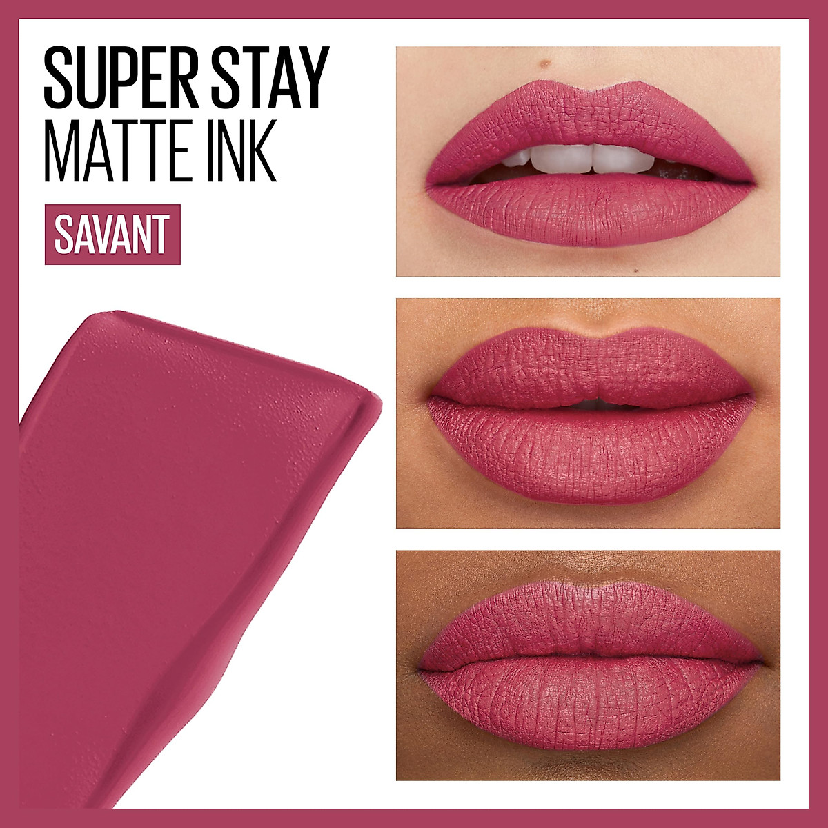 Maybelline Super Stay Matte Ink Liquid Lipstick Makeup, Long Lasting High Impact Color, Up to 16H Wear, Savant, Rose Pink, 1 Count