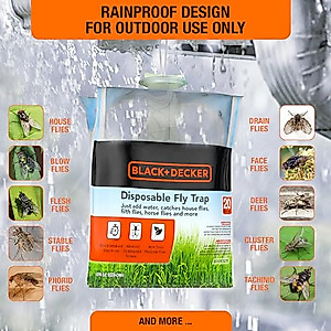 Fly Trap- Hanging Fly Traps Outdoor- Natural Non-Toxic Fly Catcher Attractant- Add Water to Catch House & Horse Flies in Garden, Backyard & Barn- 1 Trap, 20 Grams