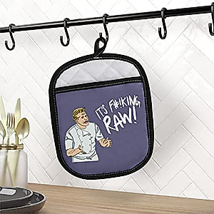 WZMPA Funny Cooking TV Show Pot Holders TV Show Fans Gift TV Show Oven Mitts It's Raw Kitchen Oven Glove BBQ Gloves for Friend Family (It's Raw Holder)