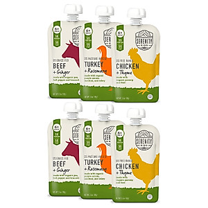 Serenity Kids 6+ Months Baby Food Pouches Puree Made With Ethically Sourced Meats & Organic Veggies | 3.5 Ounce BPA-Free Pouch | Meats + Herbs Variety Pack | 6 Count