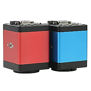 KXA 1080P HDMI VGA Industrial Digital Video Microscope Camera +100X 180X 300X C Mount Lens+56 LED Ring Light for Phone PCB Soldering (Color : 300x Lens with Light, Magnification : Red)