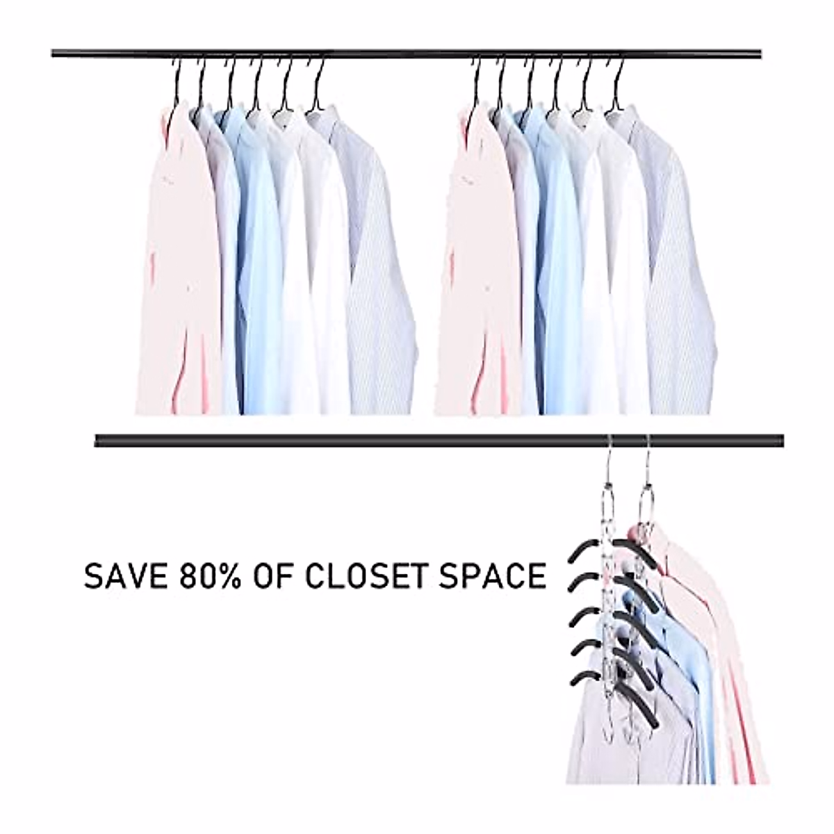 Koobay Multifunctional Adult Clothes Rack,5 in 1 Duty Space Saving Clothes Metal Hanger,Heavy Duty Metal Blouse Hanger Closet Storage Organizer for Coat Suit Jacket Sweater Skirt Shirt Pants (4)