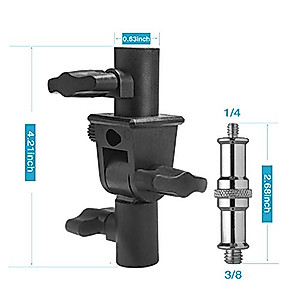 WELLMAKING U-Shape Camera Flash 180°Swivel Mount Bracket with Standard 1/4 to 3/8 inch Metal Male Screw Spigot Stud Compatible for Umbrella Softbox Reflector Holder Stand for Video Light Studio Light