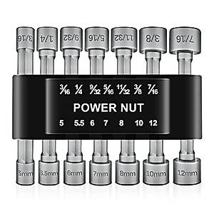 BOEN 14 Piece Power Nuts Driver Drill Bit Tools Set, 1/4 inch Driver Hex Metric & SAE Socket Wrench Screw for Power Tools