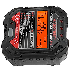 HT107B 90-250V Socket Tester 3-Pin Outlet Tester Receptacle Tester Frequency Phase Voltage Leakage Voltage Test Electric Circuit Detector