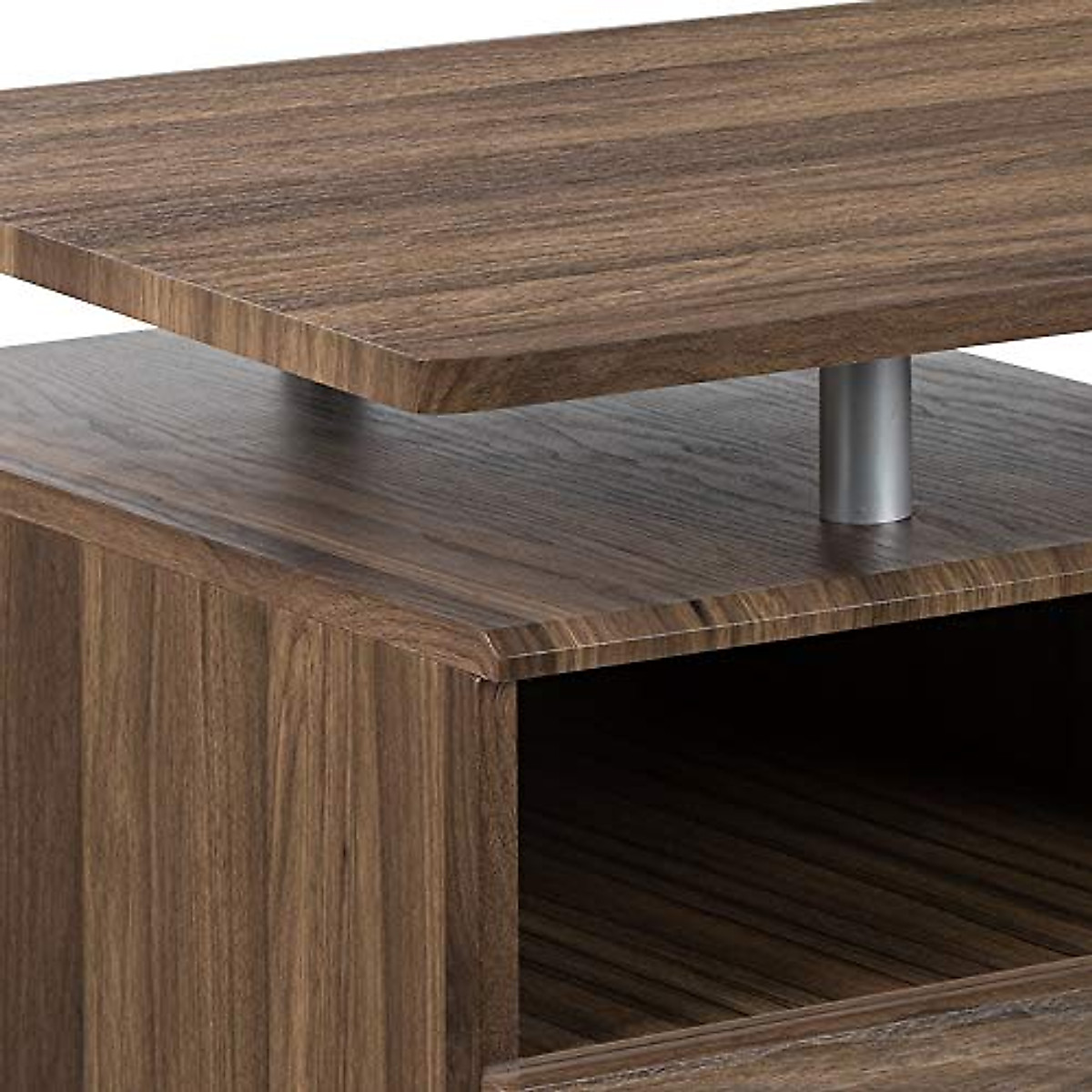 F&F Furniture Group 47.25" Brown Contemporary Desk with Three Drawer Pedestal and Pull-Out Keyboard Tray