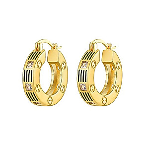 CZYJEW Gold Hoop Earrings for Women 14K Gold Plated with 925 Sterling Silver Post Hoop Earrings for Girls Mini Gold Earrings Inlay CZ Gems for Women