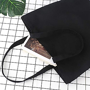 Segarty Blank Canvas Tote Bags, 3 Pack 16.5 x 13.4 Inches 12Oz Natural Reusable Grocery Shopping Bags Bulk, Plain Bag to Decorate Crafts DIY, Large Black Canvas Bag for Women Beach Travel