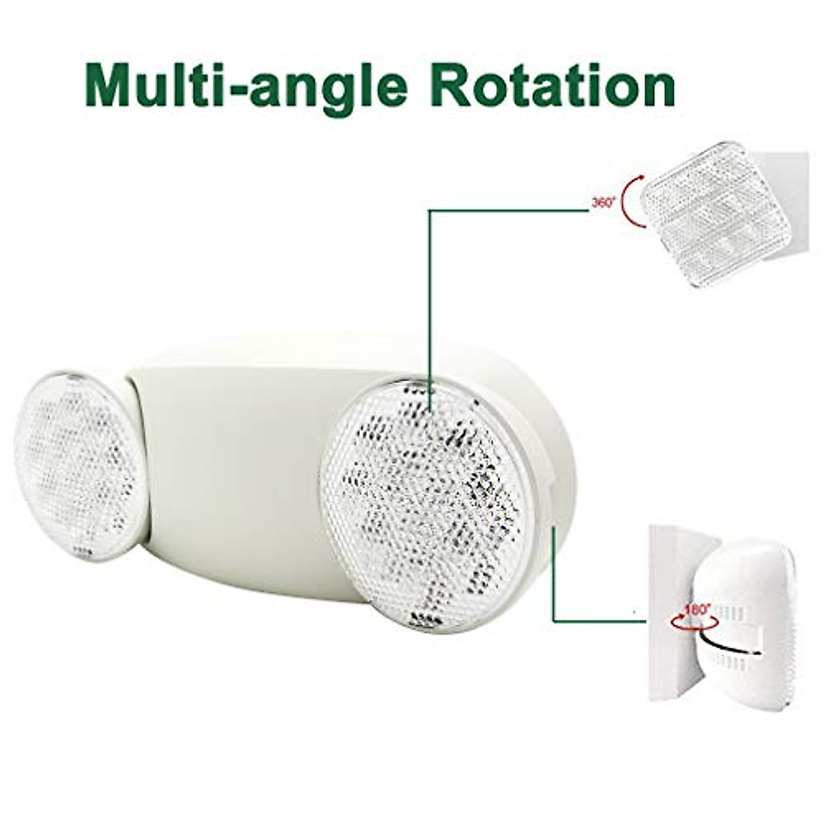 OSTEK LED Emergency Exit Lighting Fixtures with Two Heads, US Standard Adjustable Integrated LED Emergency Light with Battery Backup, UL 924 Qualified (1)
