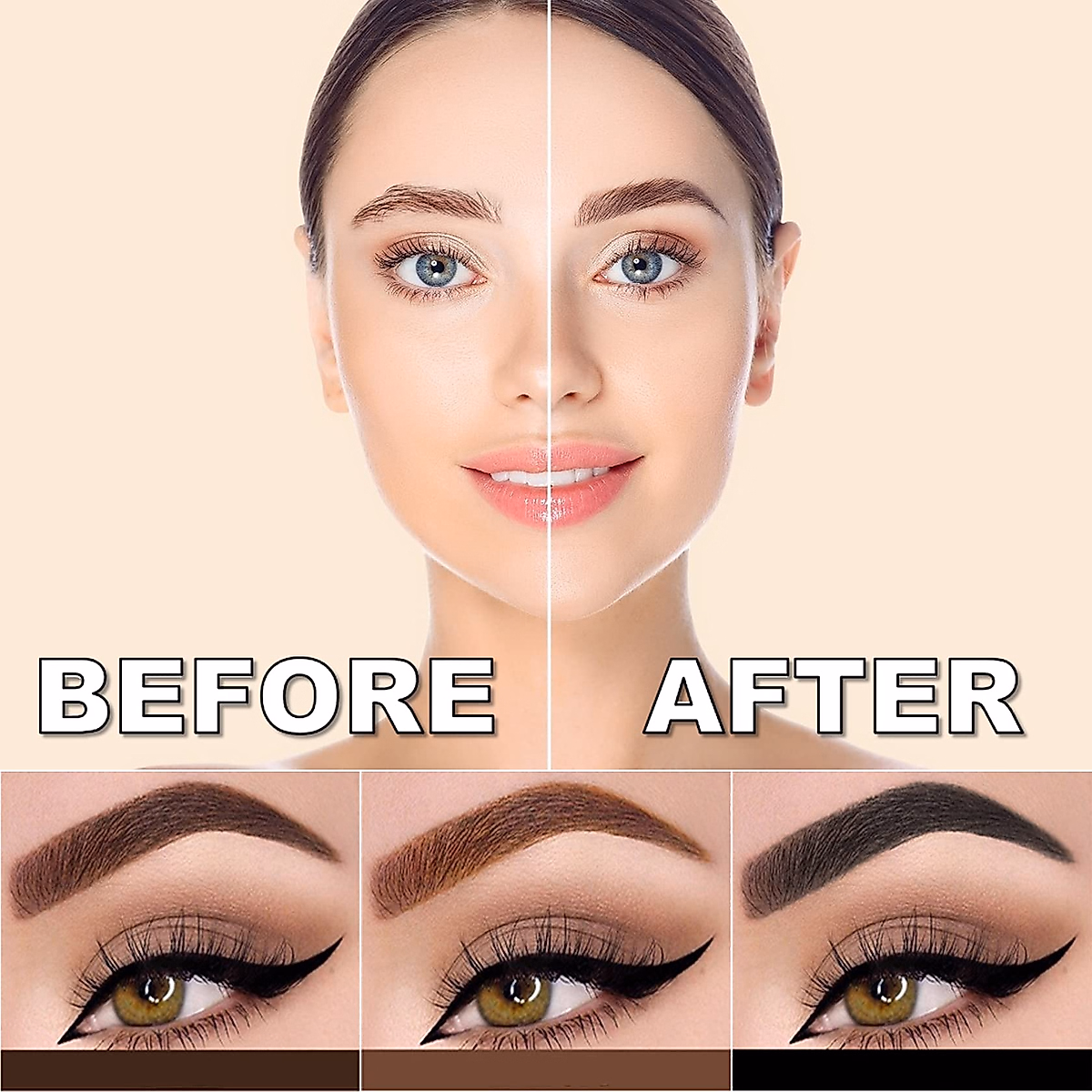 QIUFSSE Waterproof Eyebrow Pencil Dark Brown Brow Pencil Set For Marking,Filling and Outlining,Eyebrow Tattoo Makeup Microblading Supplies Kit,5Pcs Microblading Eyebrow Pen with Eyebrow Stencil Eyebrow Tool