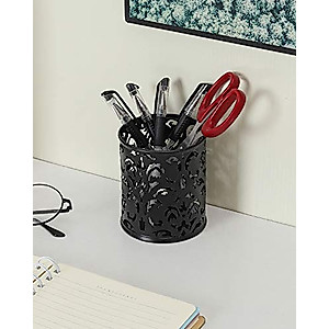 EasyPAG 2 Pack Pen Holder Desk Organizer Pen Pencil Cup Marker Holder Makeup Brush Holders,Black