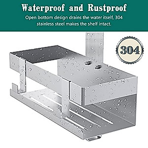 Emibele Shower Caddy Stainless Steel Hanging Glass Shower Shelf with Hooks, No Drilling Shower Basket Lotion Towel Holder for Bath Glass Door, Silver