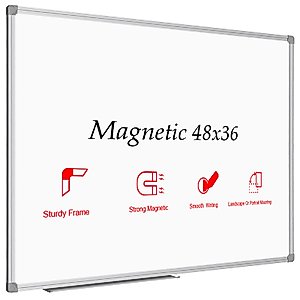 JILoffice Magnetic Dry Erase Board/Whiteboard, White Board 48 x 36 Inch, Silver Aluminum Frame Wall Mounted Board for Office Home and School
