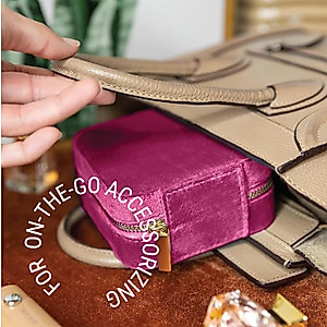 Benevolence LA Plush Velvet Jewelry Box | Travel Jewelry Case Organizer with Mirror | Featured in Oprah's Favorite Things | Best Gifts For Daughter, Girlfriend, Mom | Gifts For Her - Magenta