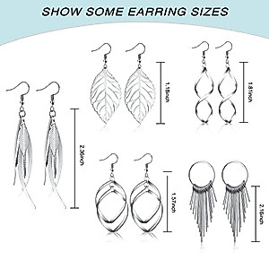 24 Pairs Crystal Teardrop Dangle Earrings Cubic Zirconia Hoop Earrings Boho Threader Earrings Set for Women Girls Christmas (Simple Style)