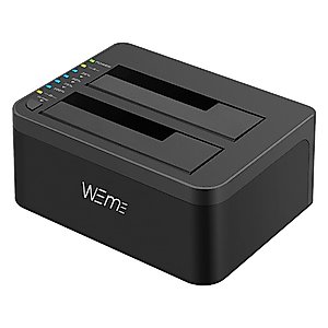 WEme USB 3.0 to SATA Dual-Bay External Hard Drive Docking Station with Offline Clone/Duplicator Function for 2.5 & 3.5 Inch HDD SSD SATA (SATA I/II/III) Support 2X 8TB & UASP, Tool-Free