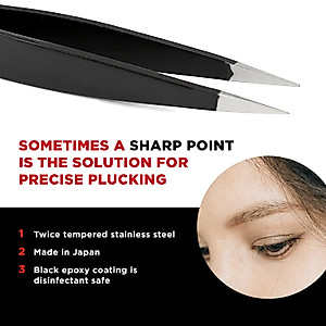 SEKI EDGE SS-501- Black Stainless Steel Point Tweezer