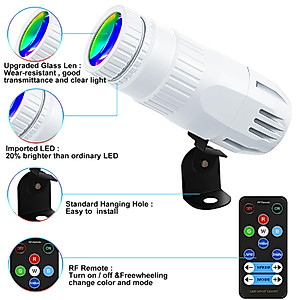 White Pinspot Light with Remote Bright Mirror Disco Ball Spotlight Mini 15W RGBW LED Beam Stage Lights 4 in 1 Stage Effect Lighting for DJ Band Dance Party Show Bar Club Wedding Children's Theater